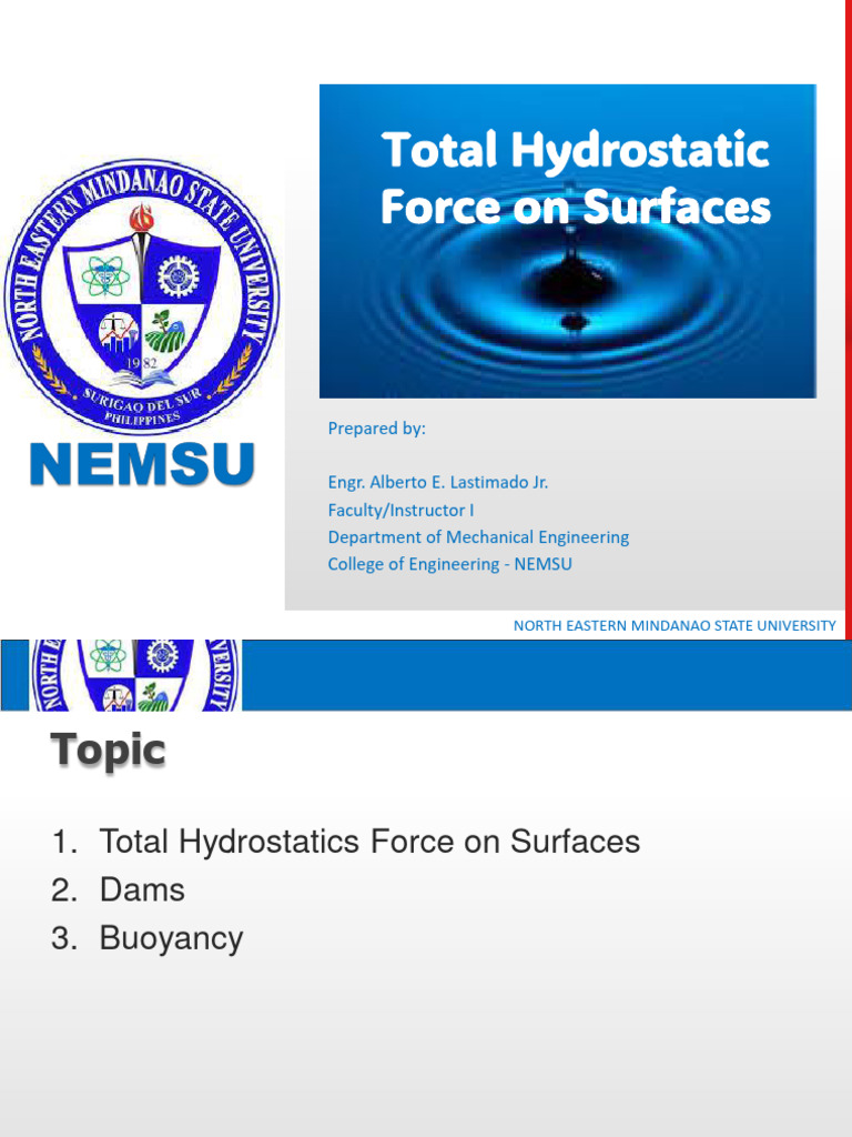 Total Hydrostatic Force On Surface | PDF