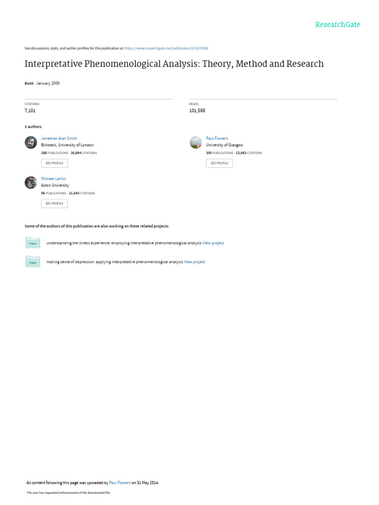 Interpretative Phenomenological Analysis Theory Ikhtisar | PDF ...