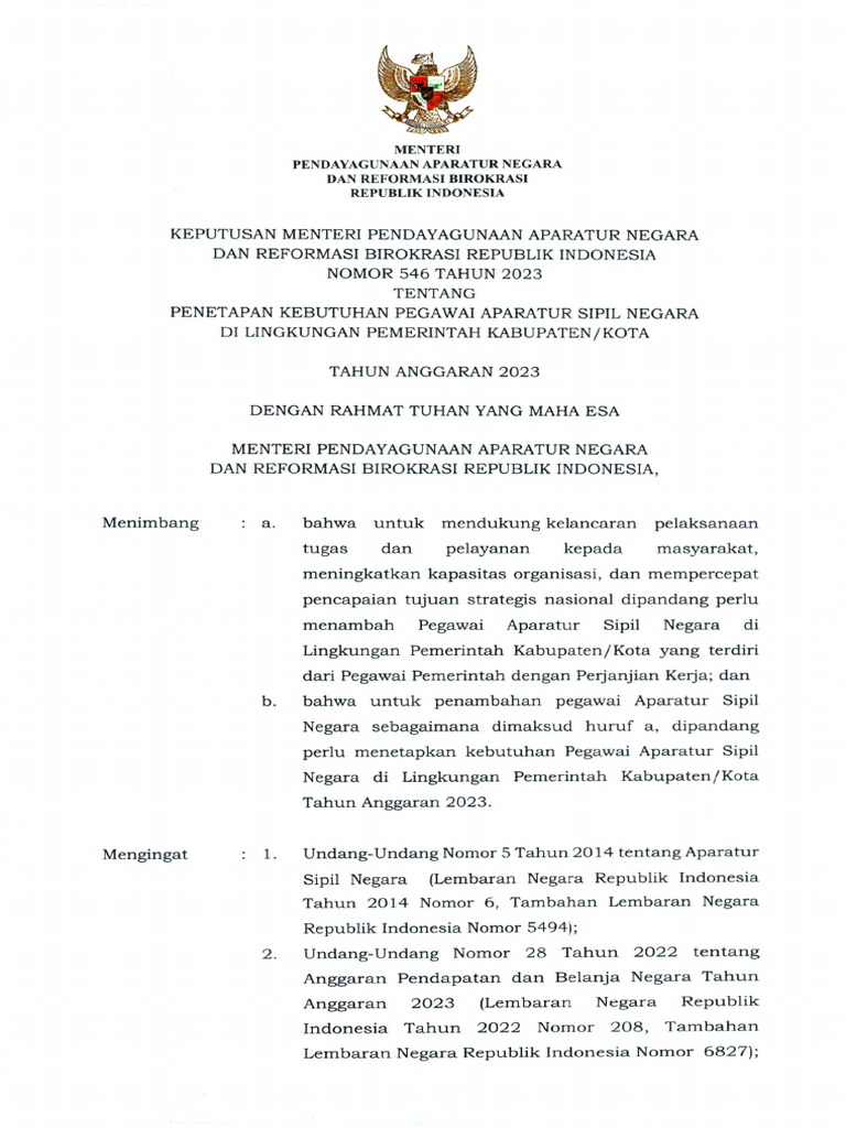 Penetapan PPPK 2023 | PDF