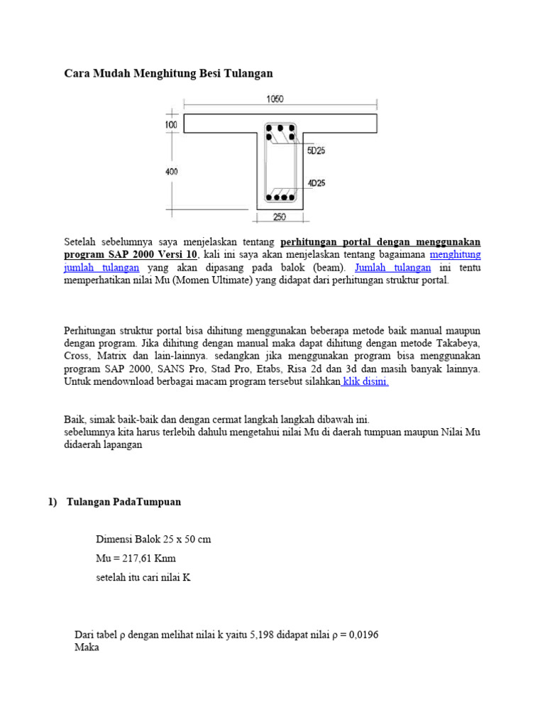 Cara Mudah Menghitung Besi Tulangan | PDF