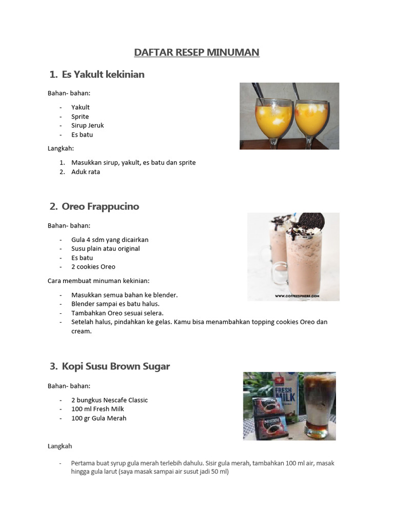 Daftar Resep Minuman | PDF