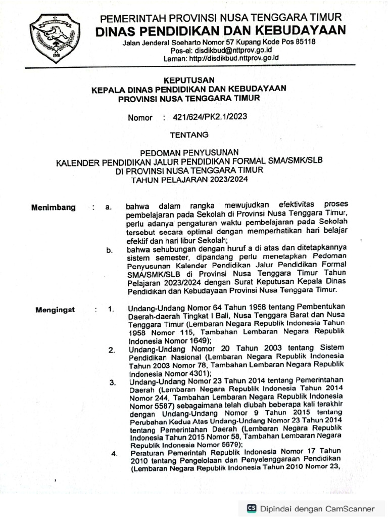 Kaldik NTT 2023-2024 | PDF