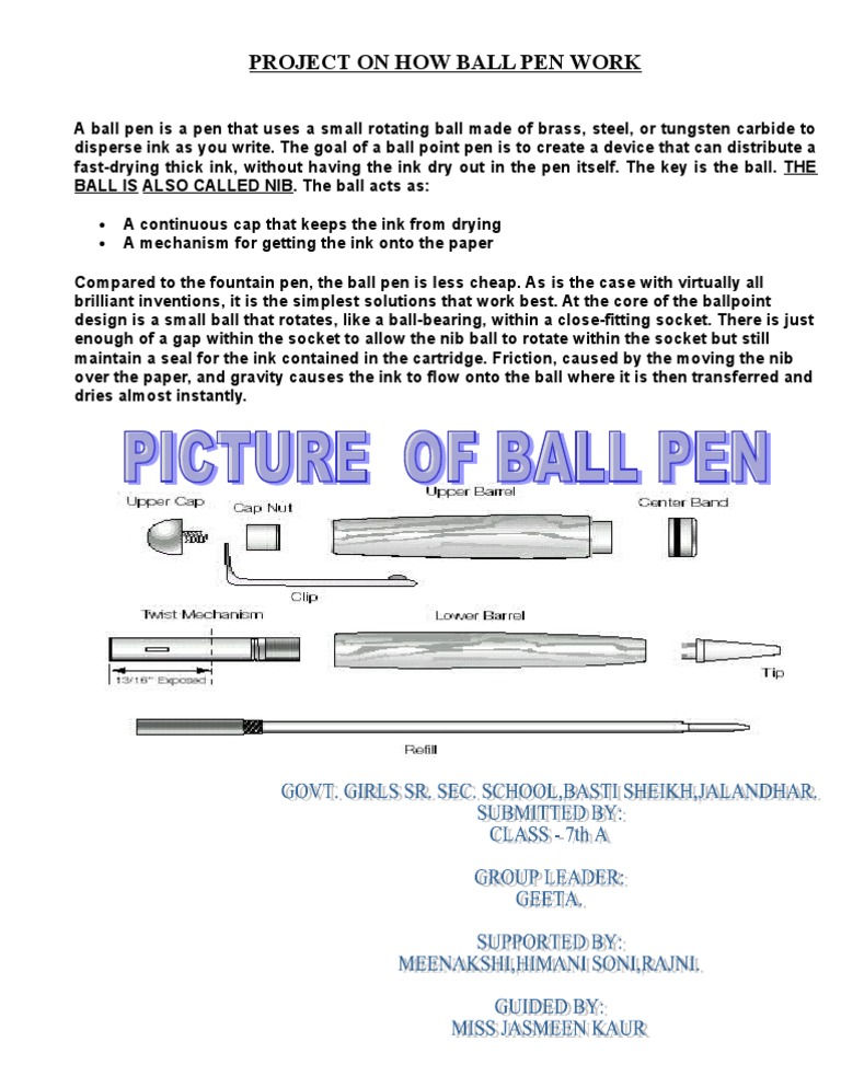 Project On How Ball Pen Work (Basti Sheikh, Jalandhar | PDF