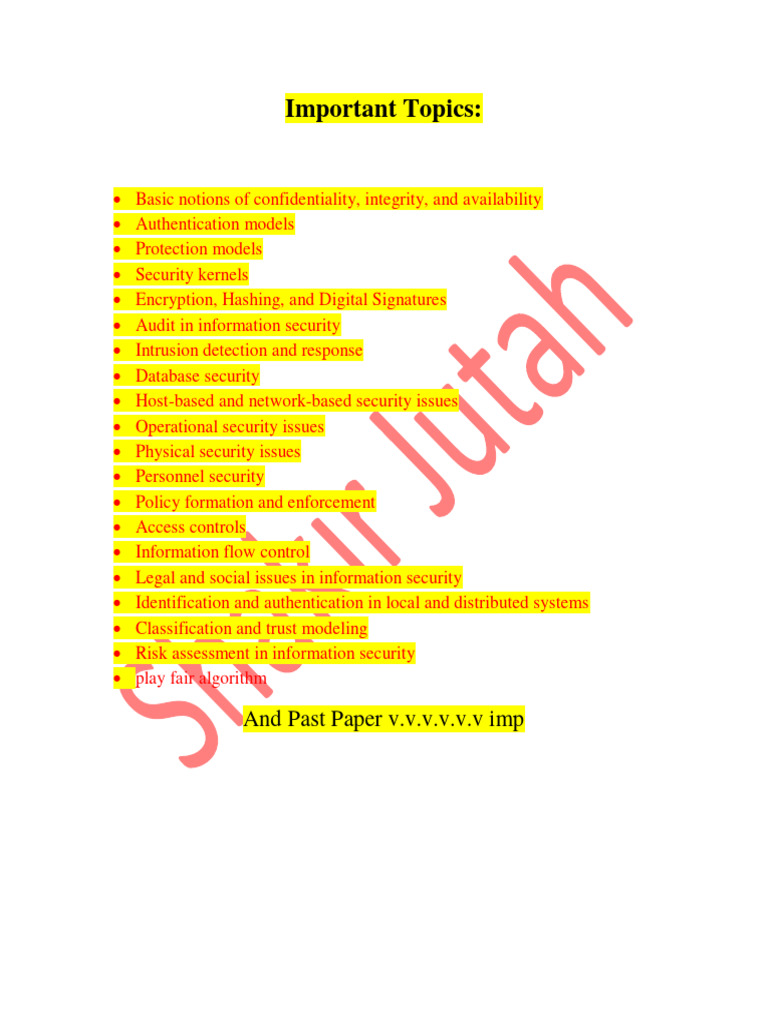 Information Security Imp +past Paper | PDF | Cryptography | Key (Cryptography)