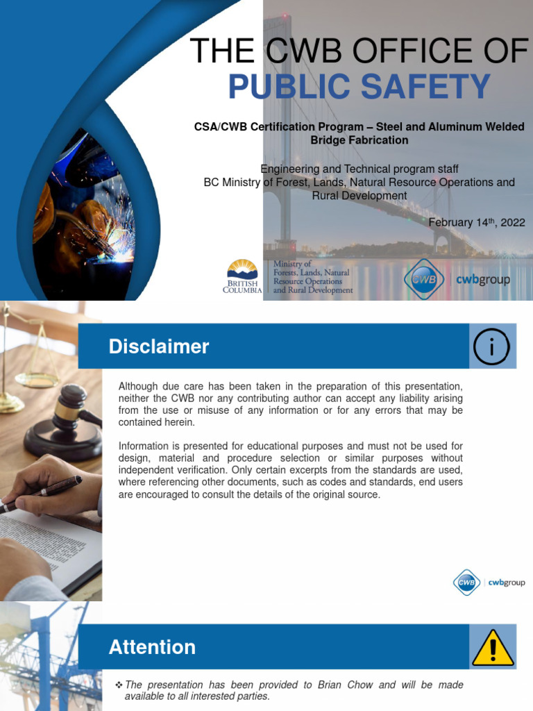 CWB Certification Program Steel and Aluminum Bridge Feb14-2022 | PDF ...