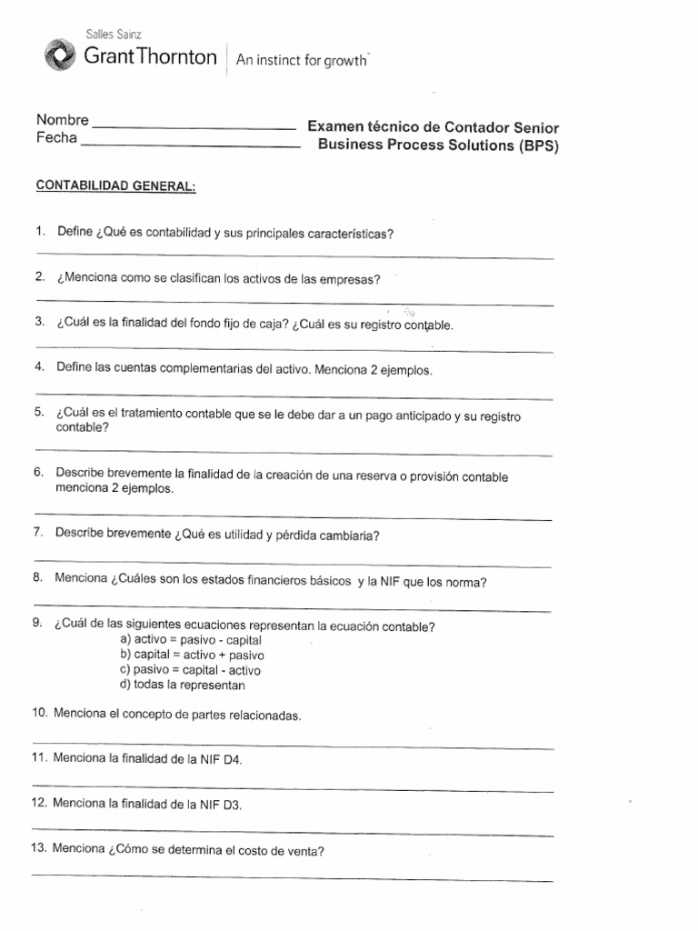 EXAMEN BPS CONTADOR SENIOR | PDF
