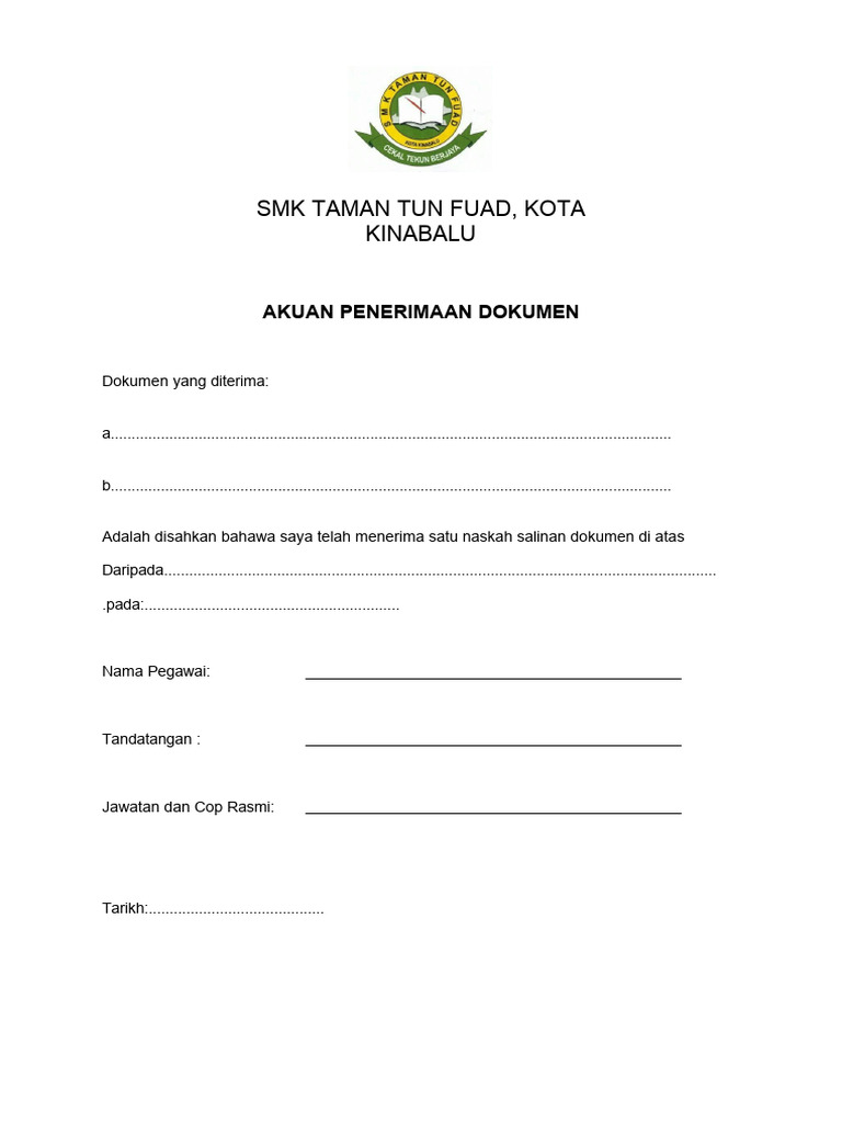 Borang Akuan Penerimaan Dokumen | PDF