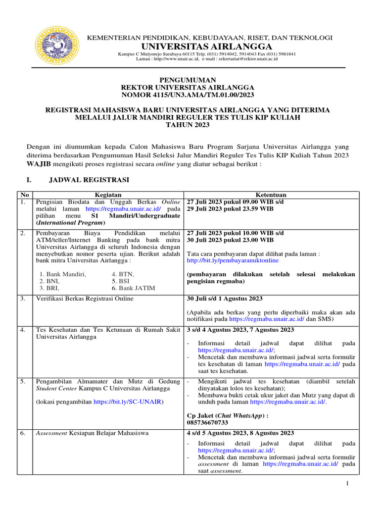Registrasi Jalur Mandiri Ujian Tulis KIPK | PDF