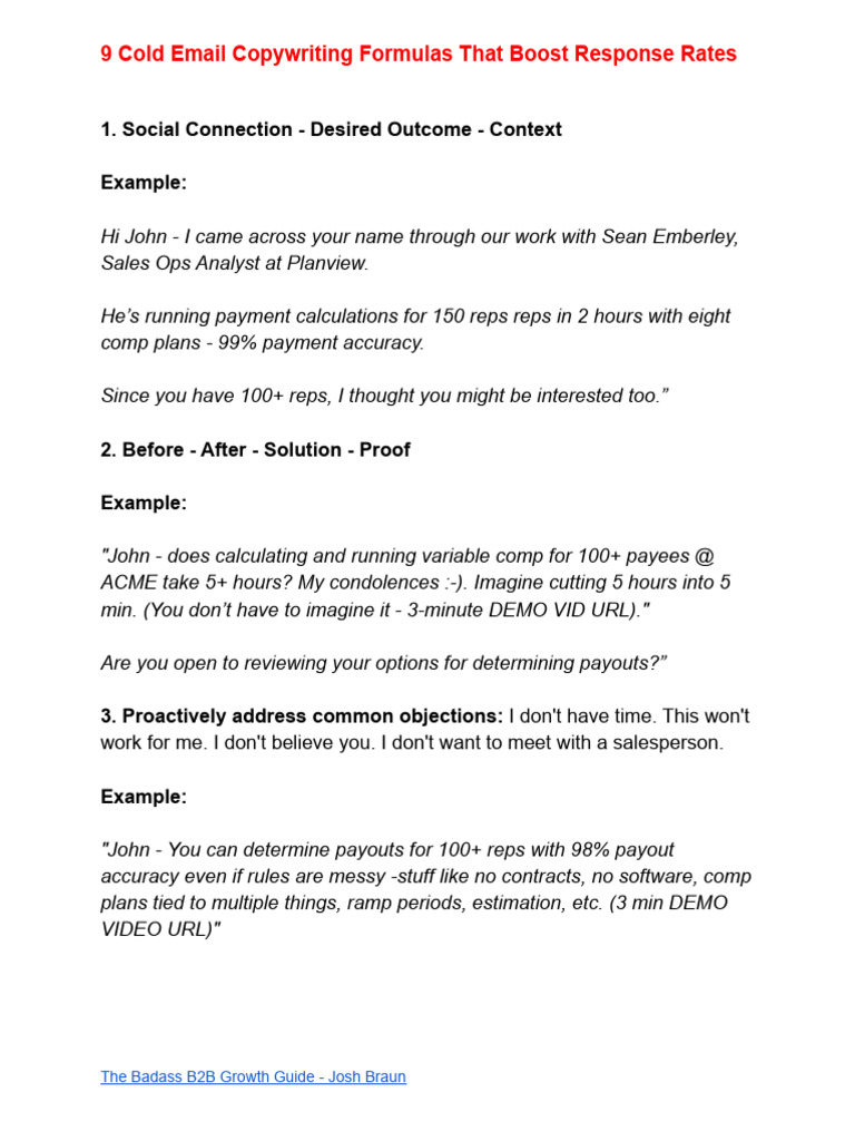 Cold Email Formulas for Higher Responses | PDF | Business