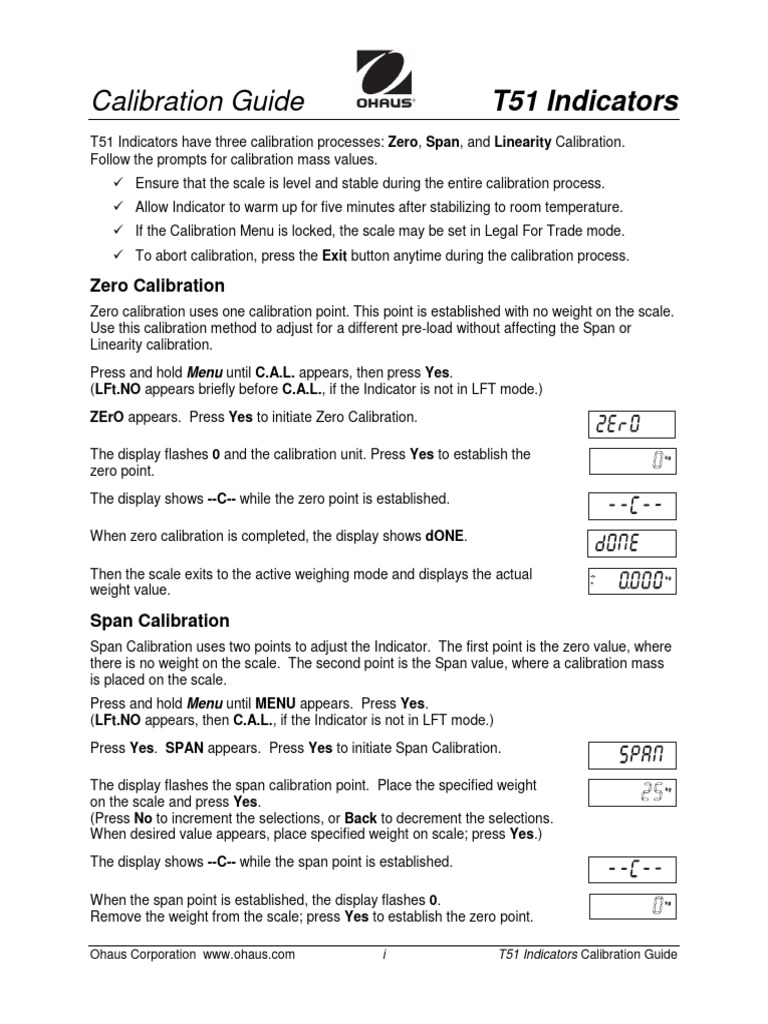 T51 Indicators Calibration Process Guide | PDF | Calibration | Weight