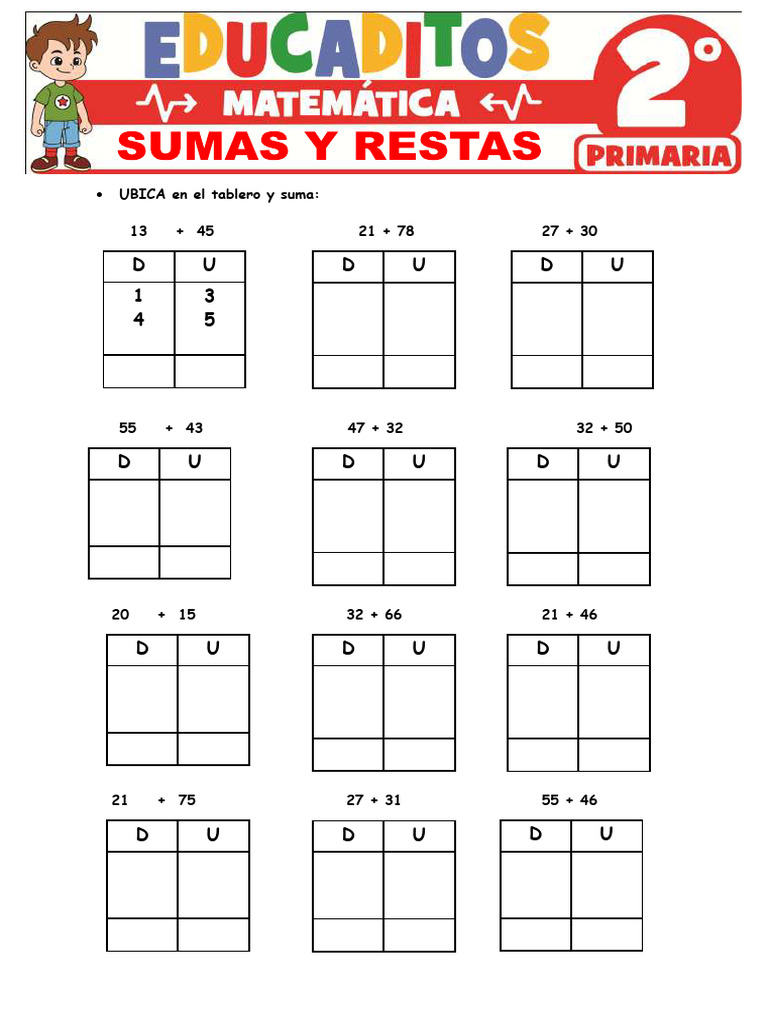 Sumas y Restas para Segundo Grado de Primaria | PDF