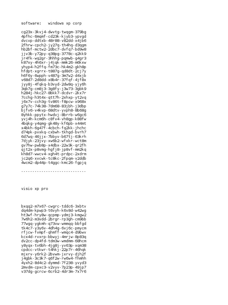 Windows XP Serial Numbers Collection | PDF