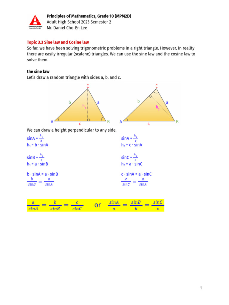 3.3 MPM2D | Download Free PDF | Trigonometric Functions | Triangle