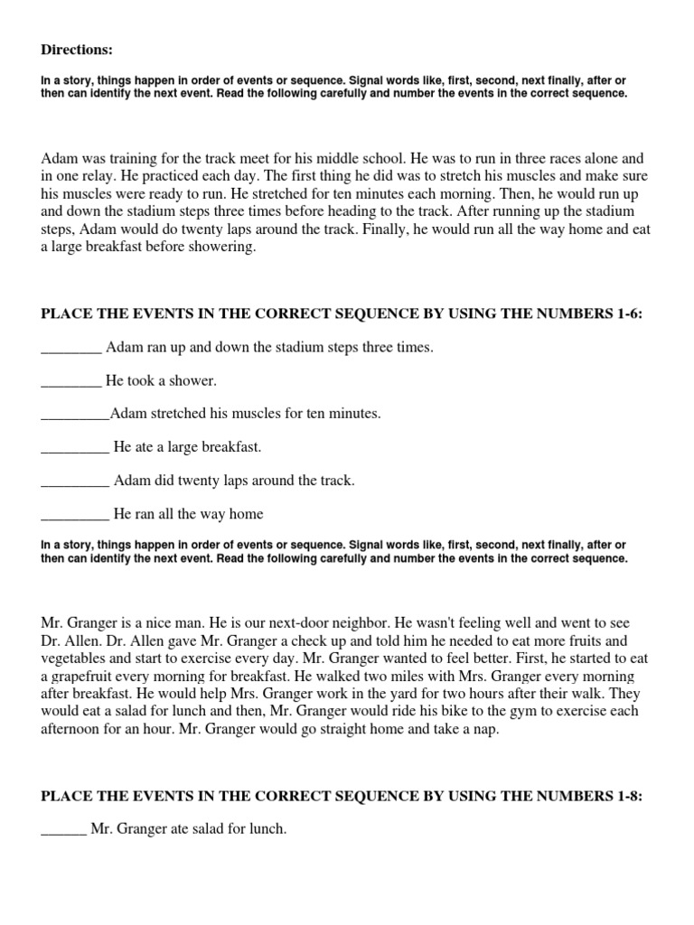 Reading 6 Sequencing Events | PDF | Rainbow | Home Run