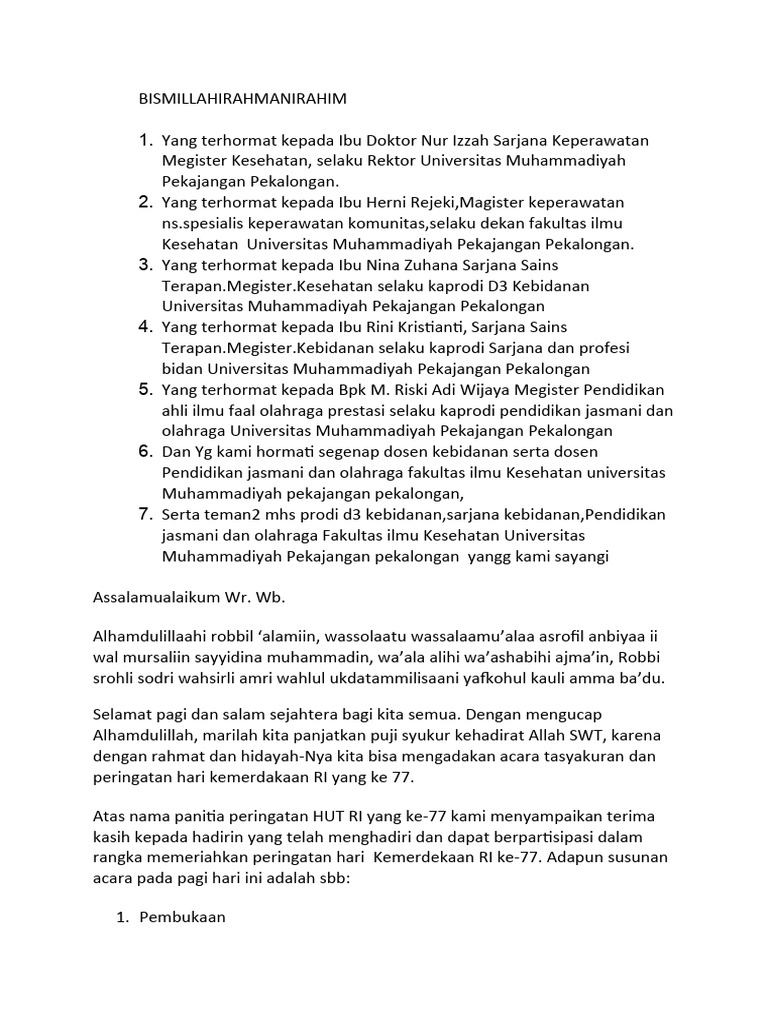 Teks MC 17 Agustus | PDF