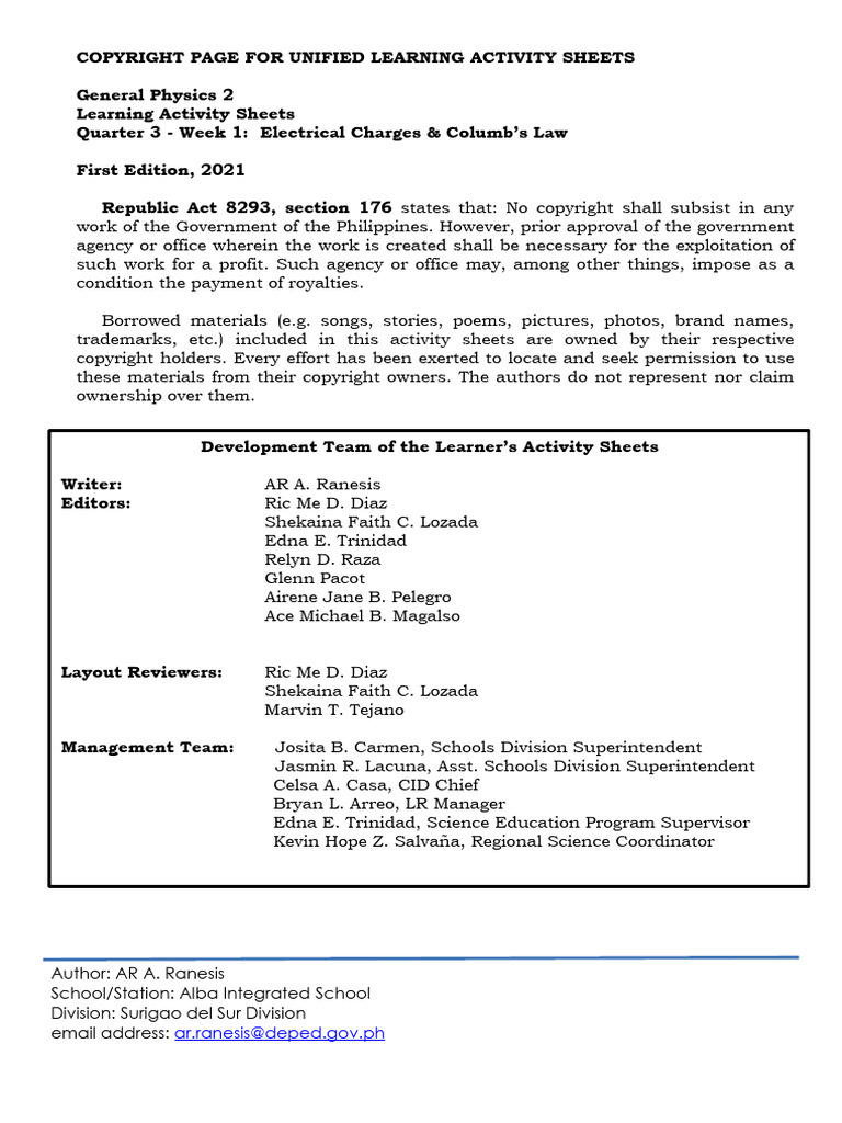 General Physics 2 | PDF | Electric Charge | Electric Field
