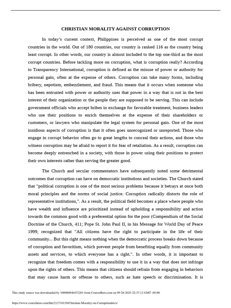 Christian Morality On Corruption | Download Free PDF | Corruption | Bribery Christian Morality On Corruption | Download Free PDF | Corruption | Bribery