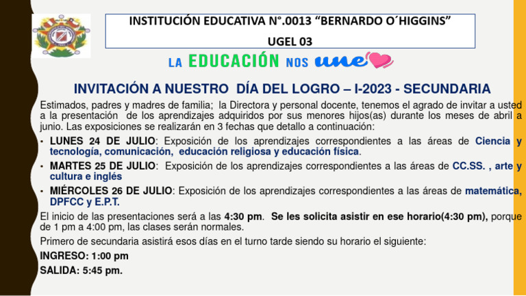 Invitacion Dia Del Logro | PDF