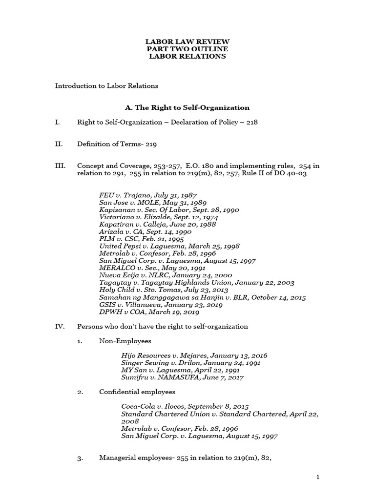 Labor Review. Outline Part 2 | PDF