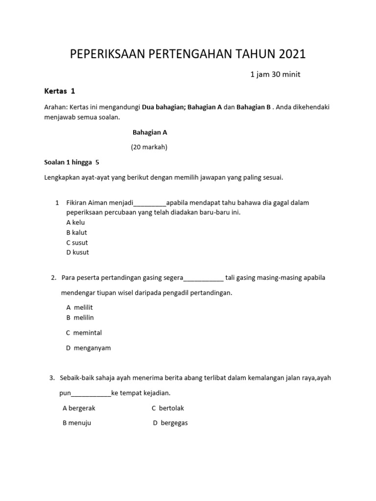 Soalan PPT BM Tingkatan 2 | PDF