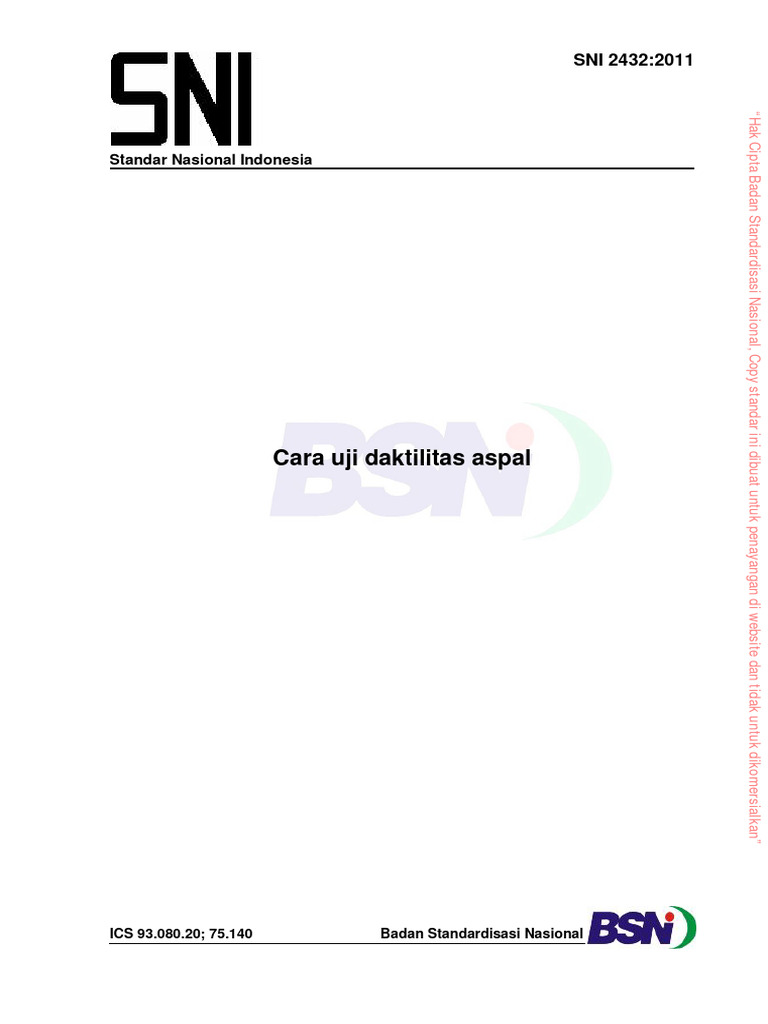 SNI 2432 2011 Cara Uji Daktilitas | PDF