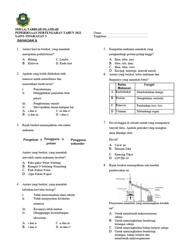 Soalan PPT Sains Ting 2 2021 | PDF