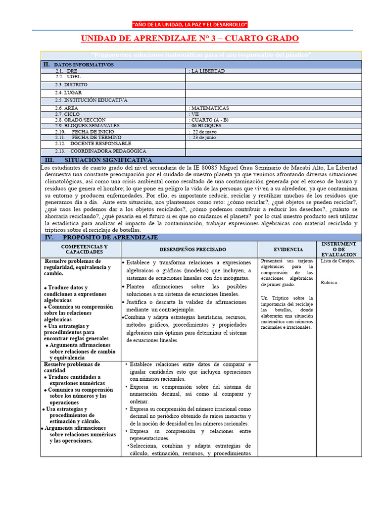 Ejemplo de Unidad de Aprendizaje | PDF Ejemplo de Unidad de Aprendizaje | PDF