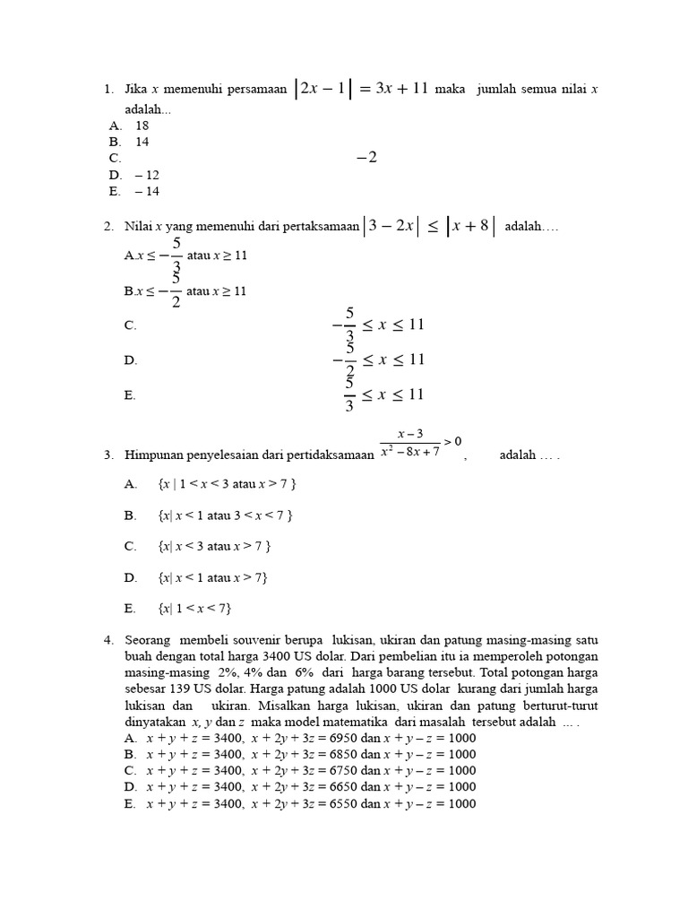 Lat Soal Us Matematika Umum (Wajib) 2022-2023 | PDF