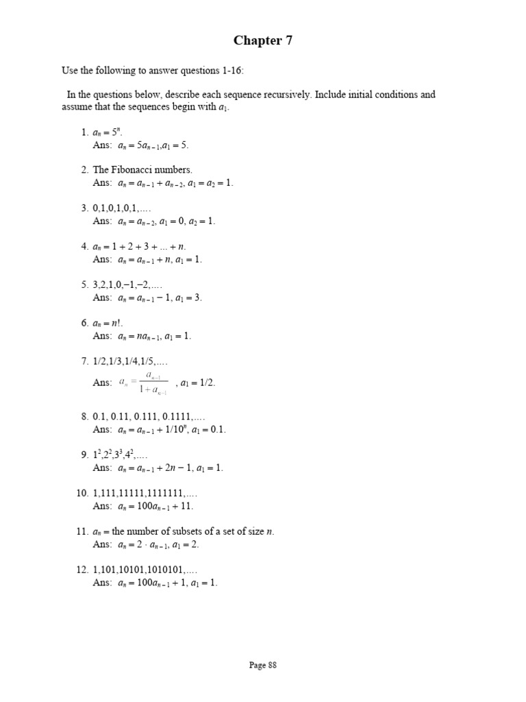 Chapter 07 Pdf Recurrence Relation Discrete Mathematics