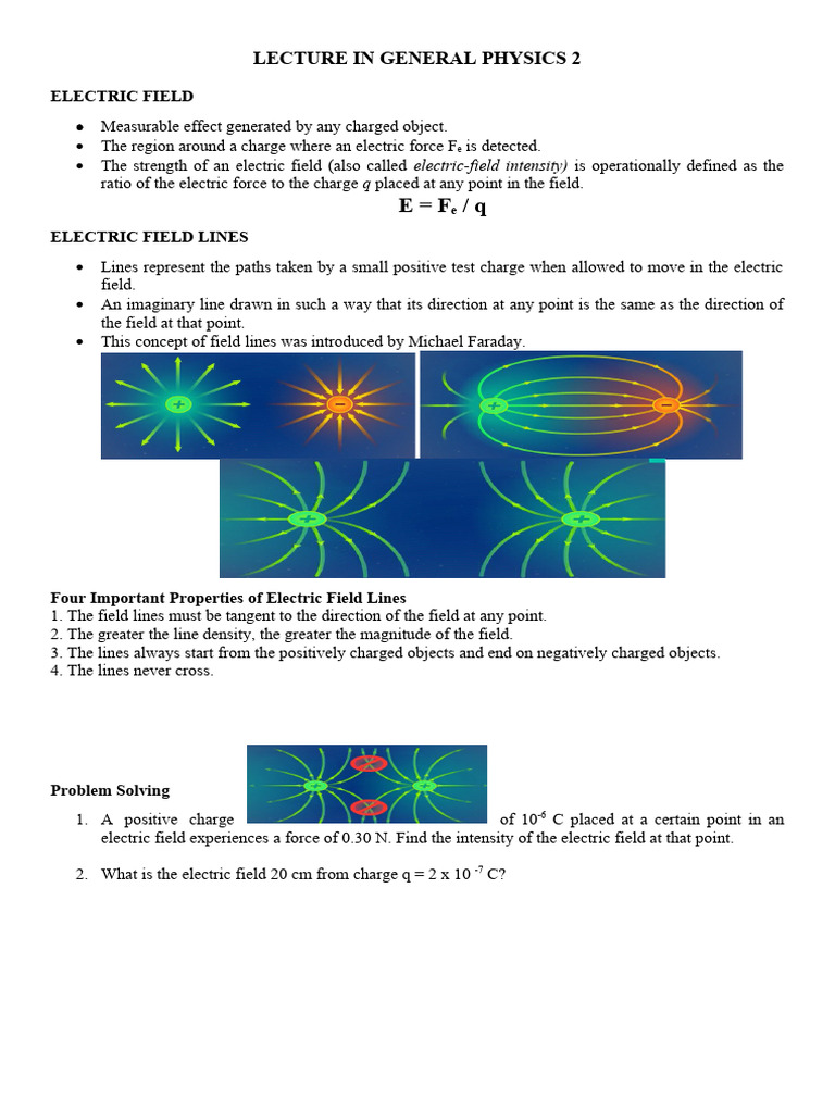 LECTURE - Electric Field | PDF | Teaching Methods & Materials | Science & Mathematics