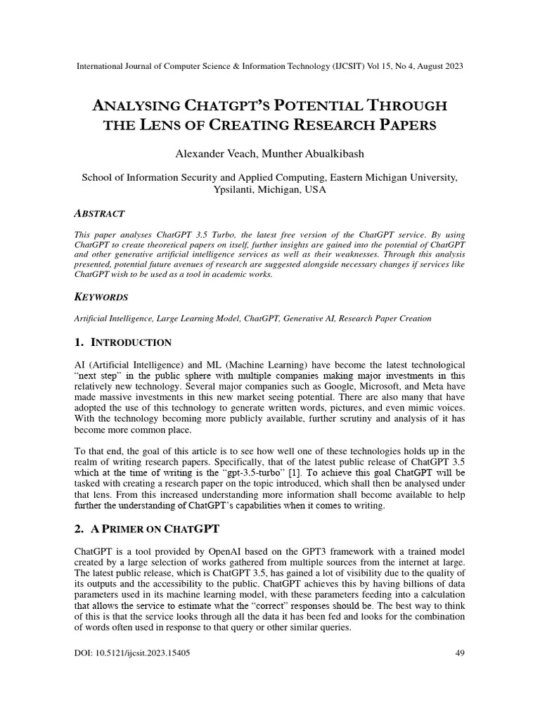 Analysing Chatgpt's Potential Through The Lens of Creating Research ...