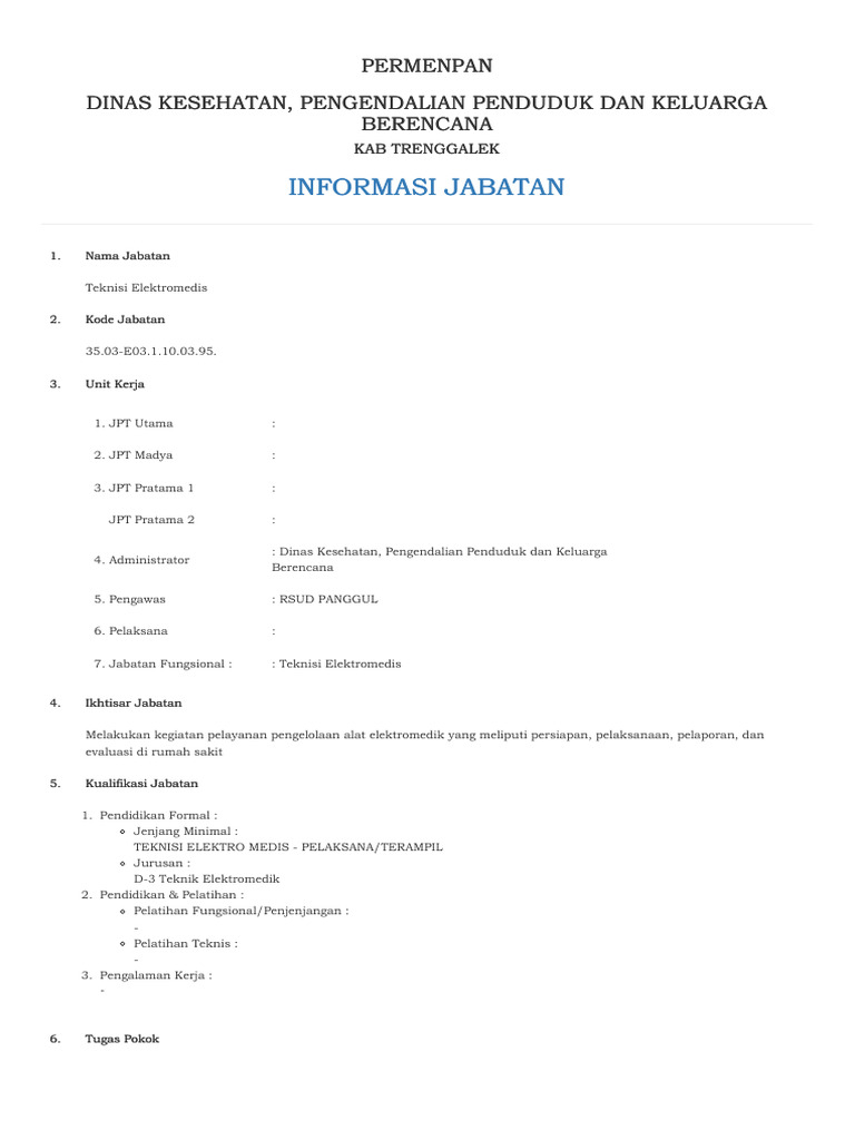 Tugas dan Kualifikasi Teknisi Elektromedis | PDF