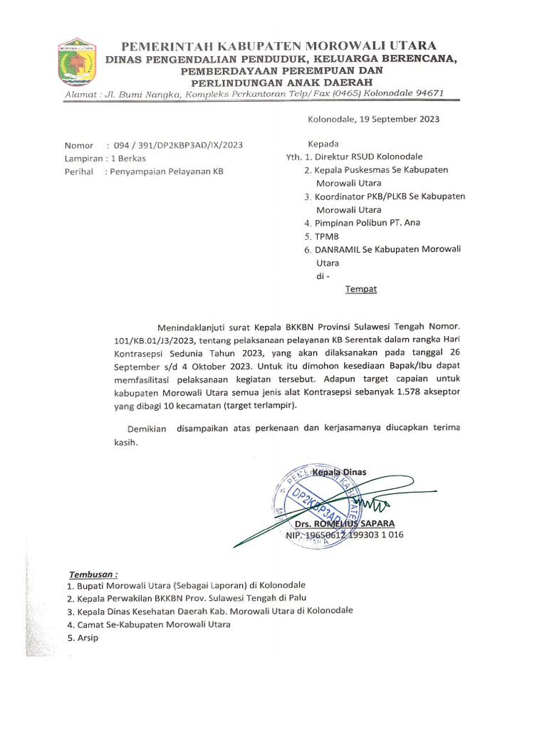 Surat Pelayanan KB | PDF