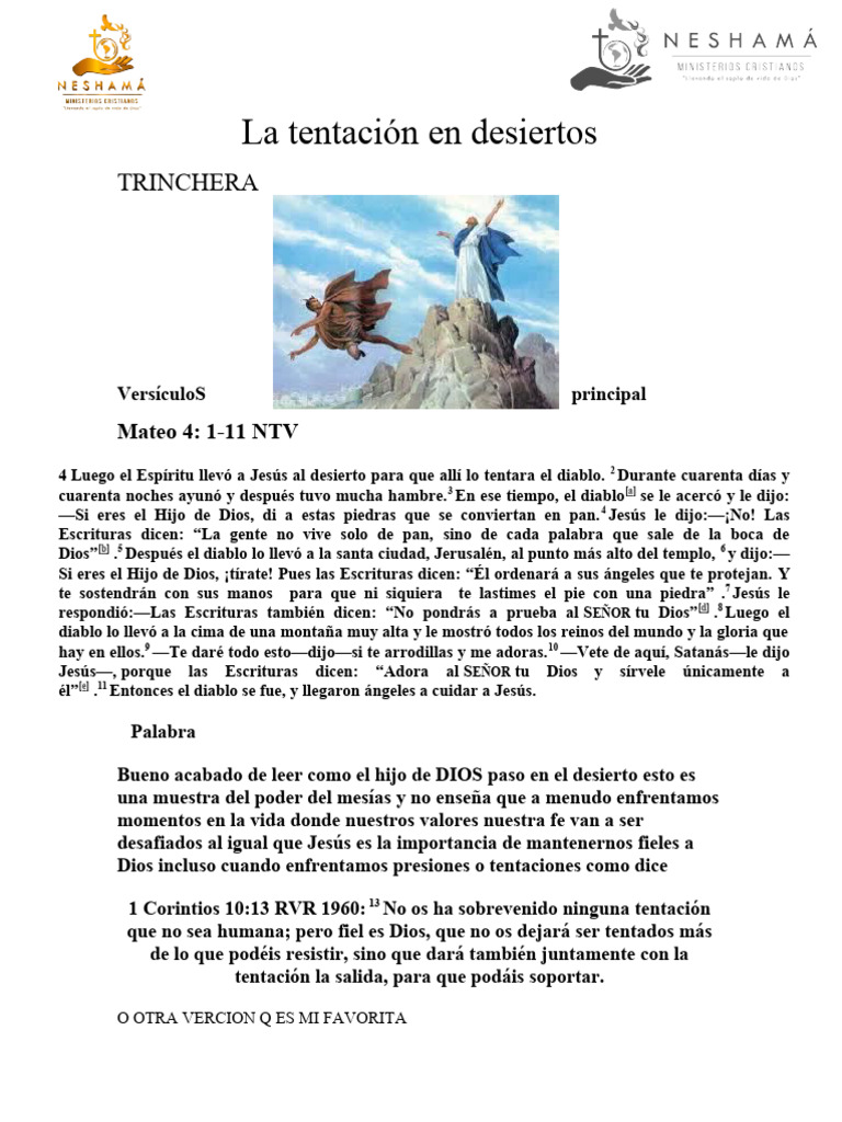 La Tentación en Desiertos | PDF | Diablo | Jesús