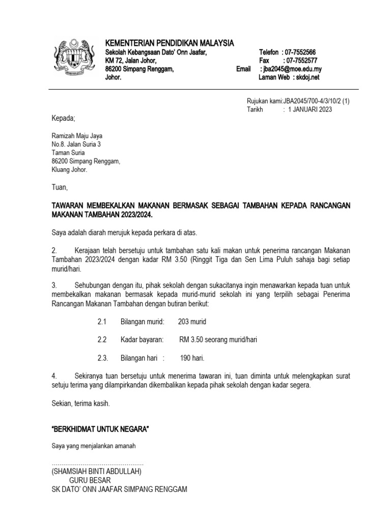 Surat Tawaran RMT | PDF