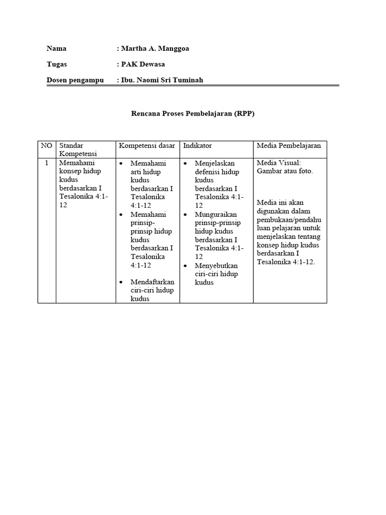 RPP Pak Dewasa | PDF