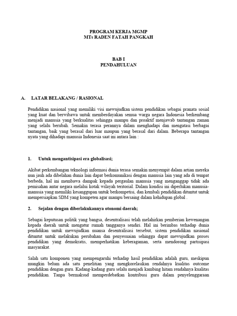 Program Kerja MGMP | PDF