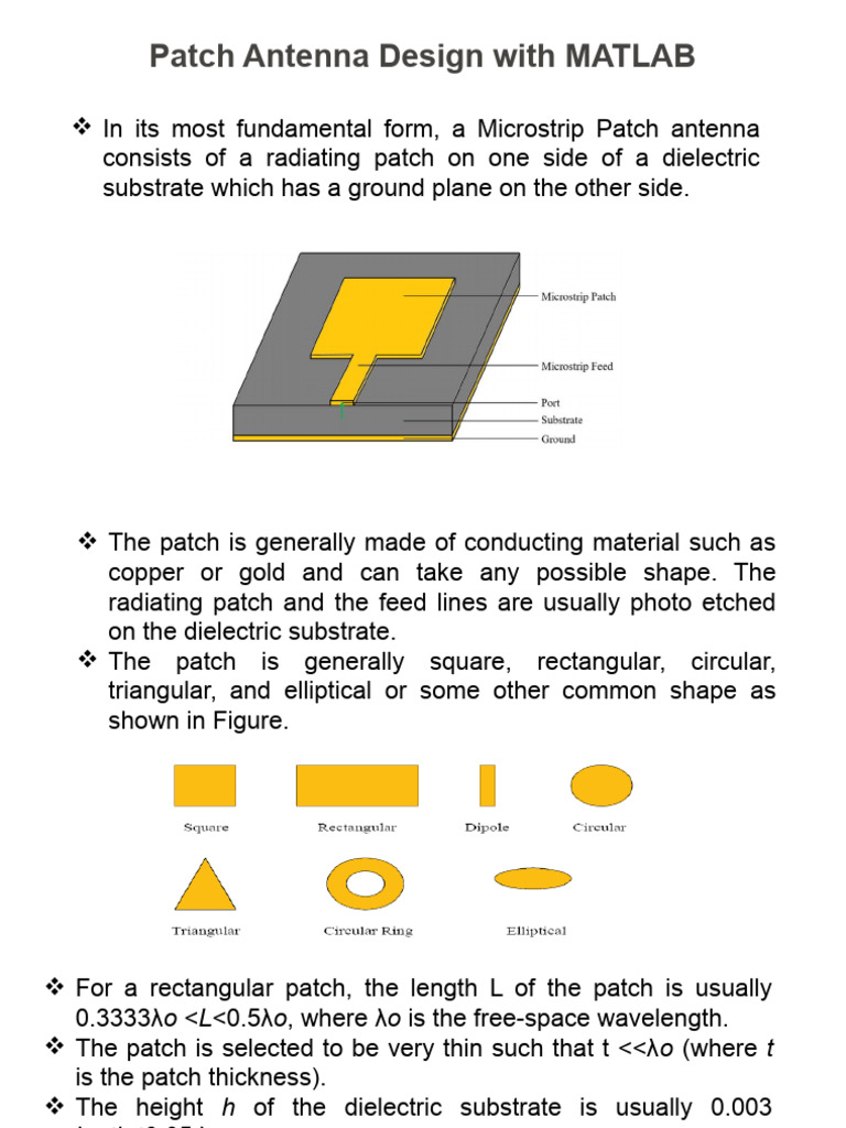 Patch Antenna Design With MATLAB | PDF | Radio Technology | Physical ...