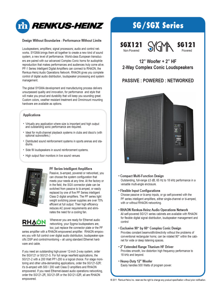 SG sgx121 Datasheet 1 5 | PDF | Loudspeaker | Electrical Components