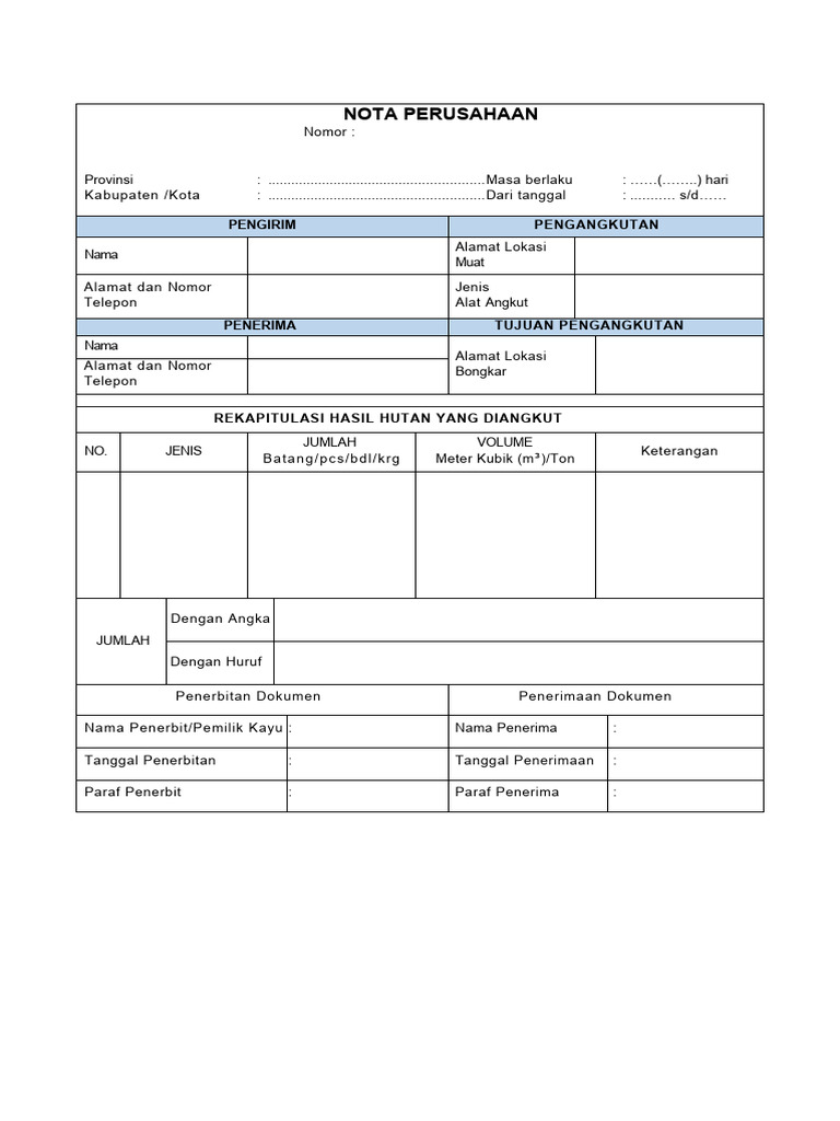 Contoh Format Nota Perusahaan | PDF