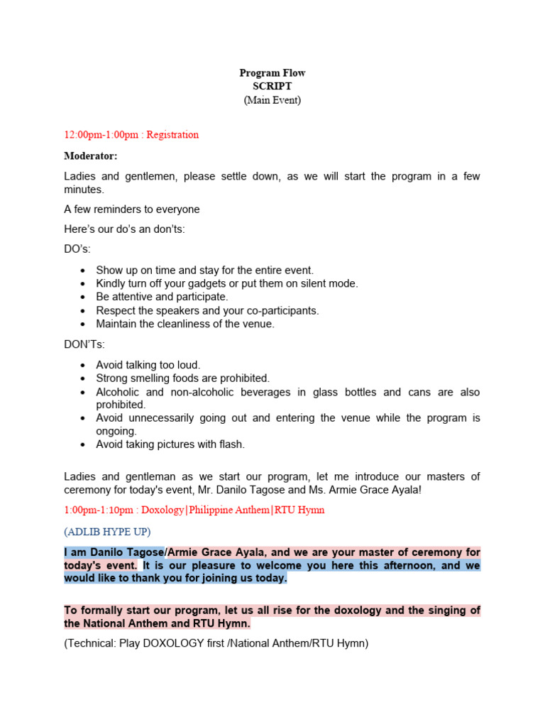 Main-Event-Script (Updated) | PDF