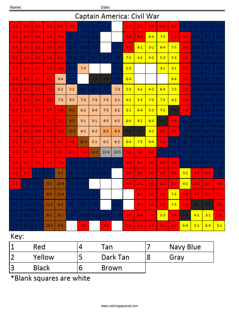 AS1 Captain America Civil War Math Coloring 1 | PDF
