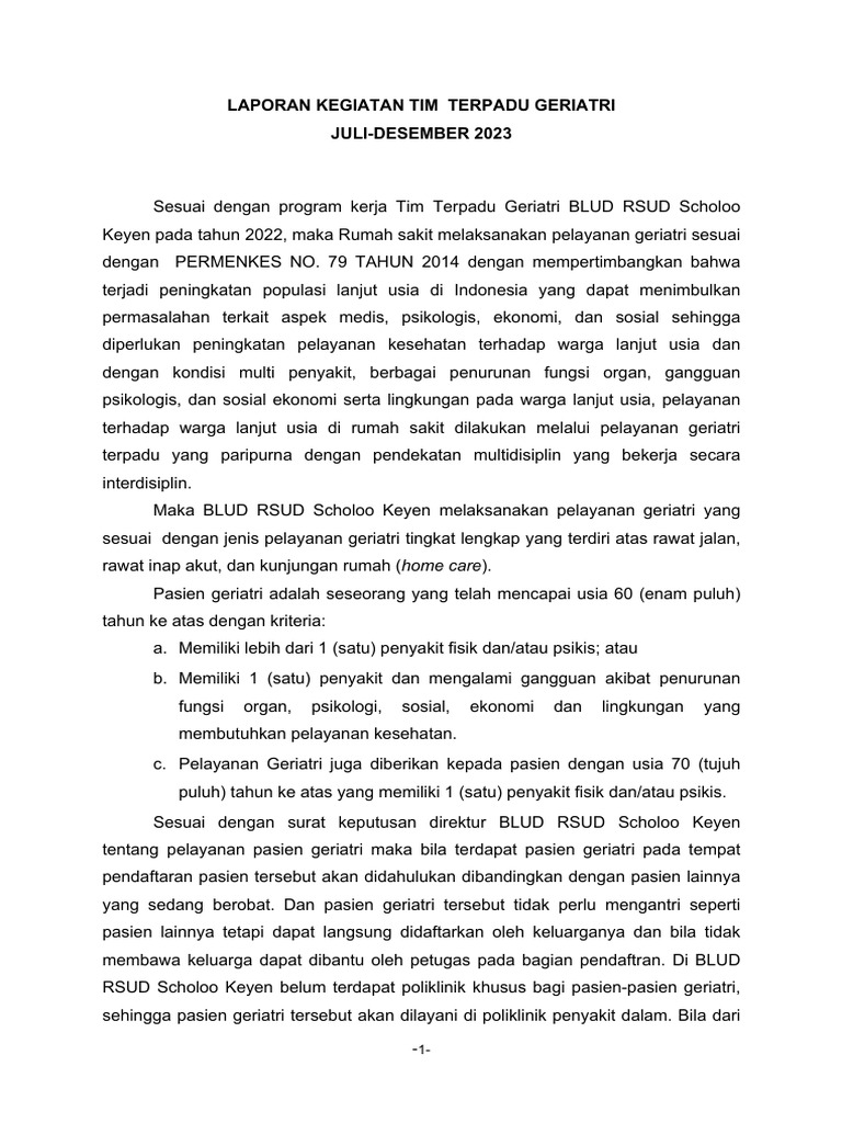 Pelayanan Geriatri RSUD Scholoo Keyen 2023 | PDF