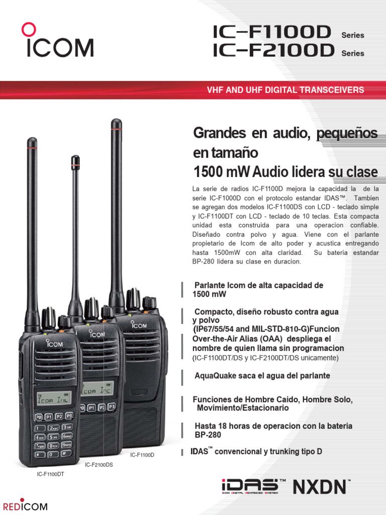 Icom F2100D | PDF | Altoparlante | Producción de sonido