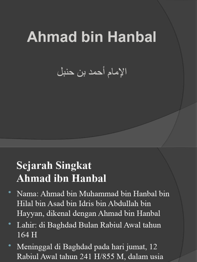 Biografi Ahmad Ibn Hanbal | PDF