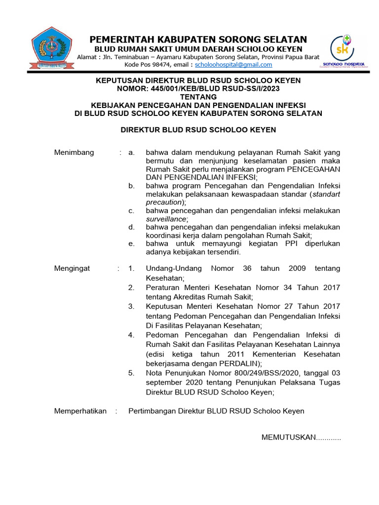 Panduan Pencegahan Dan Pengendalian Infeksi Di Blud Rsud Scholoo Keyen ...