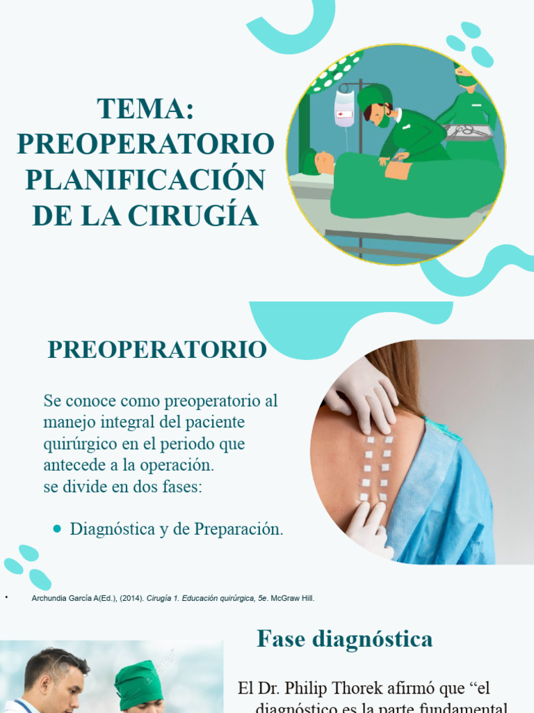 1.tema Preoperatorio Planificación de La Cirugía | PDF | Diagnostico ...