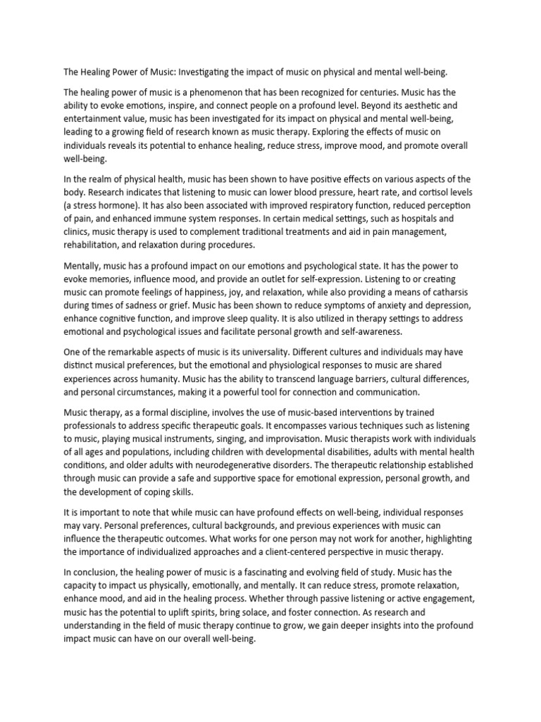 The Healing Power of Music | PDF