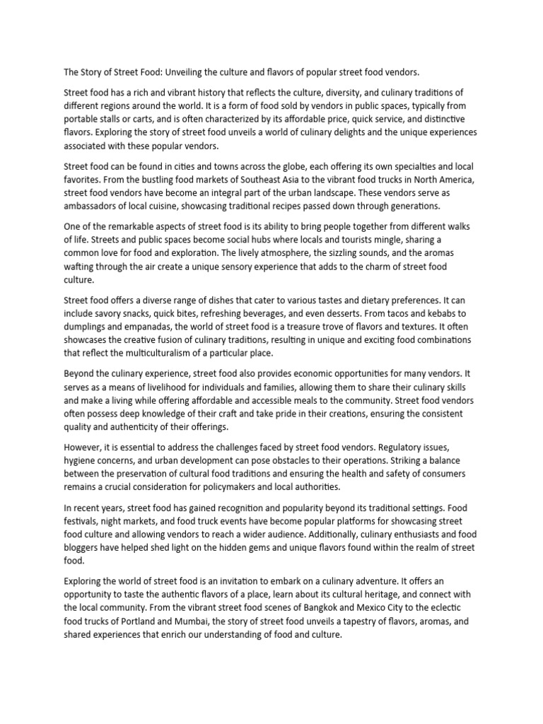 The Story of Street Food | PDF | Cuisine | Home