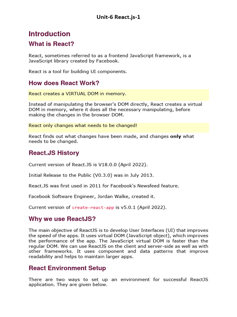 Unit-6 ReactJs - 1 | PDF